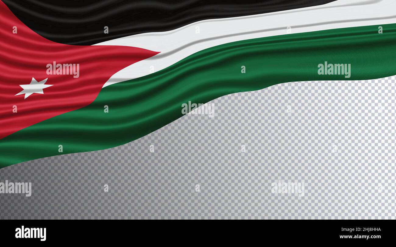 Jordan Wavy Flag, national flag clipping path Stock Photo - Alamy