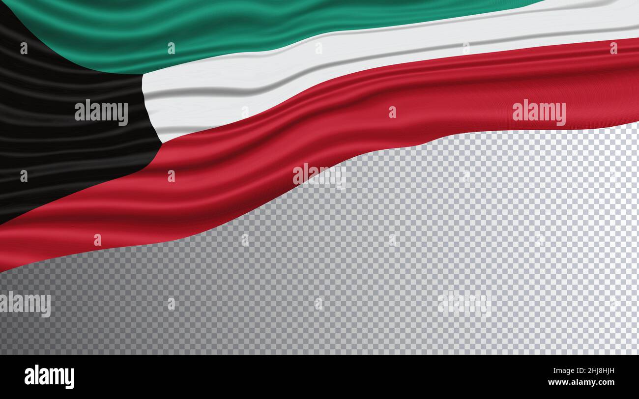 Kuwait Wavy Flag, national flag clipping path Stock Photo - Alamy