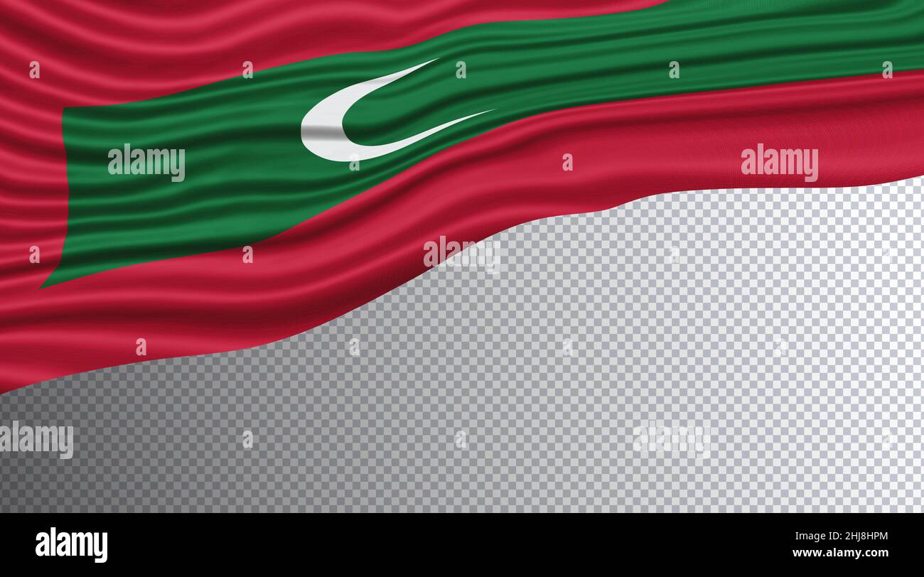 Maldives Wavy Flag, national flag clipping path Stock Photo - Alamy