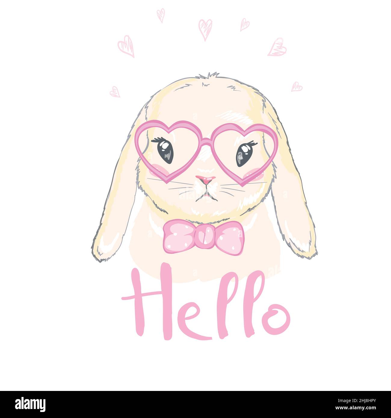 cute rabbit sketch vector illustration, children print on t-shirt, hand ...
