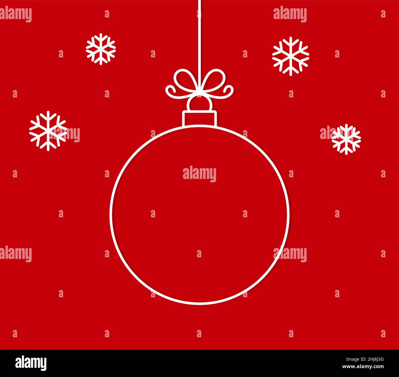 Christmas bauble outline shape on red background. Vector illustration ...