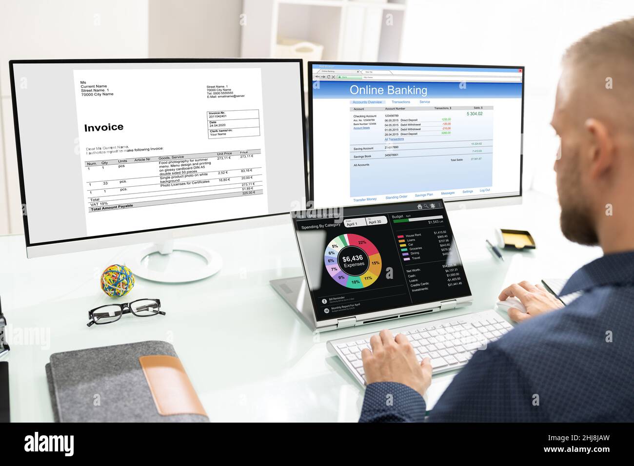 Men using tablet online banking hi-res stock photography and images - Alamy