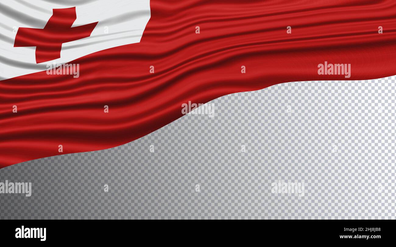 Tonga Wavy Flag, national flag clipping path Stock Photo - Alamy