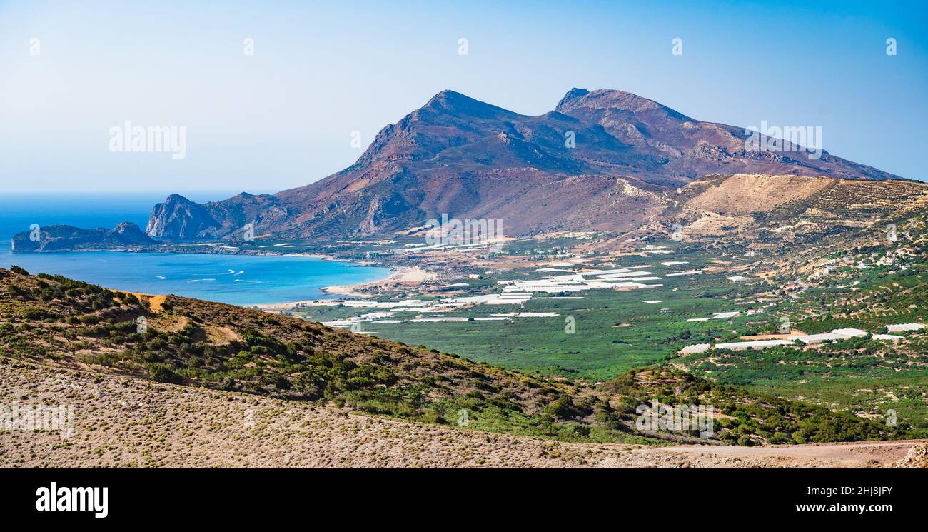 View of Falasarna (Falassarna) beach in Crete island, Greece. Panoramic ...