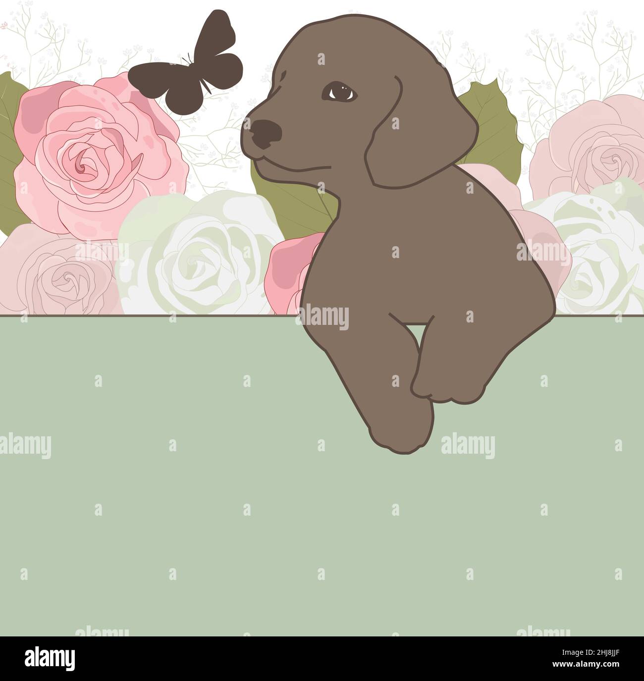 puppy with flowers Stock Vector Image & Art - Alamy
