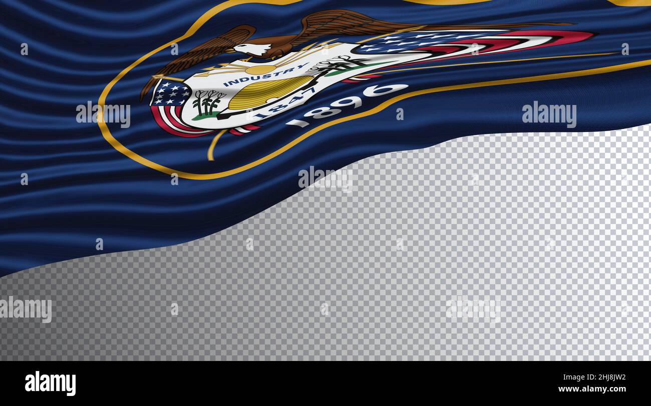 Utah state Wavy Flag clipping path, Utah flag background Stock Photo ...