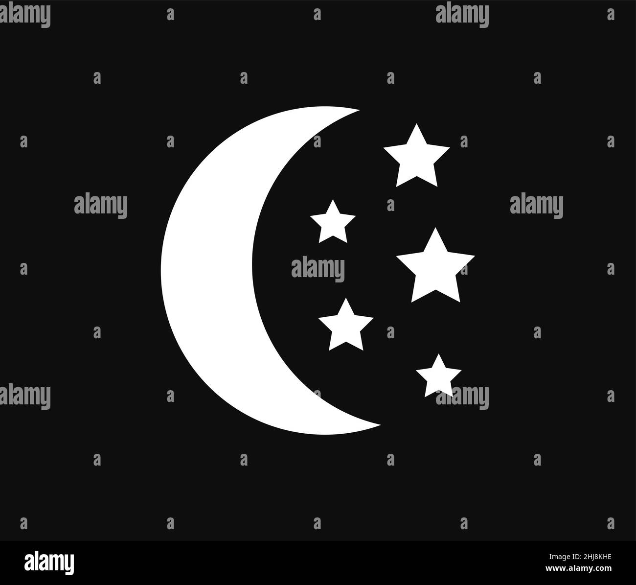 Moon and stars night sky symbols. Vector illustration Stock Vector ...