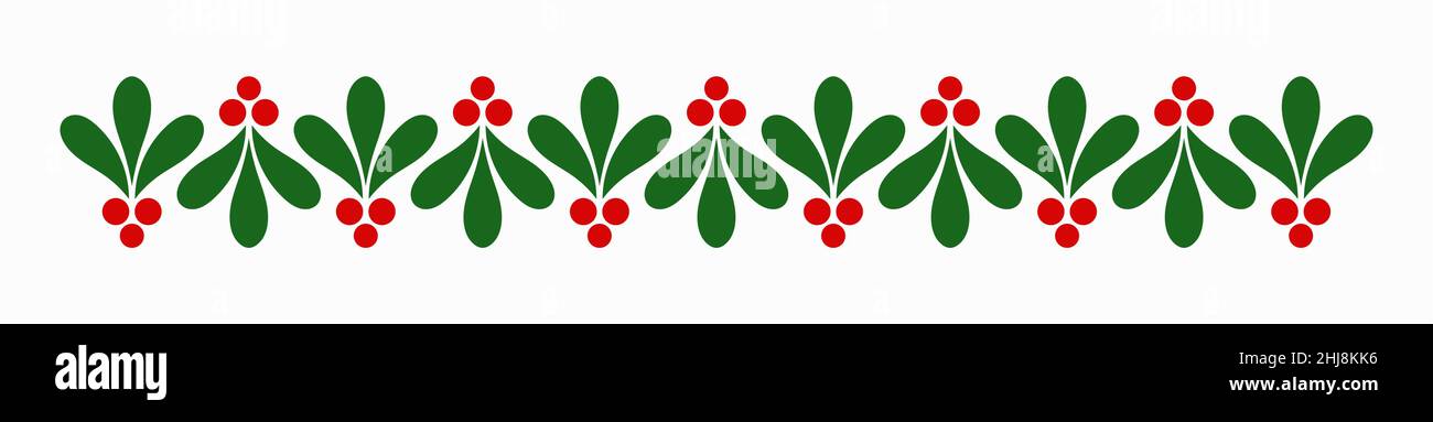 Mistletoe Christmas decoration border. Vector illustration Stock Vector ...