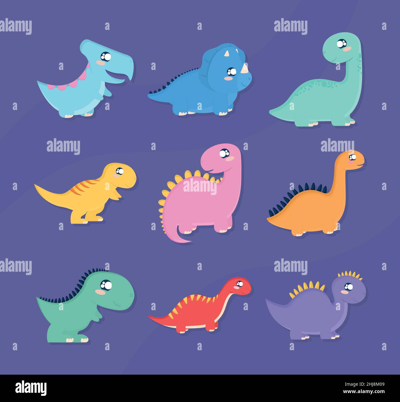 nine dinosaur set Stock Vector Image & Art - Alamy