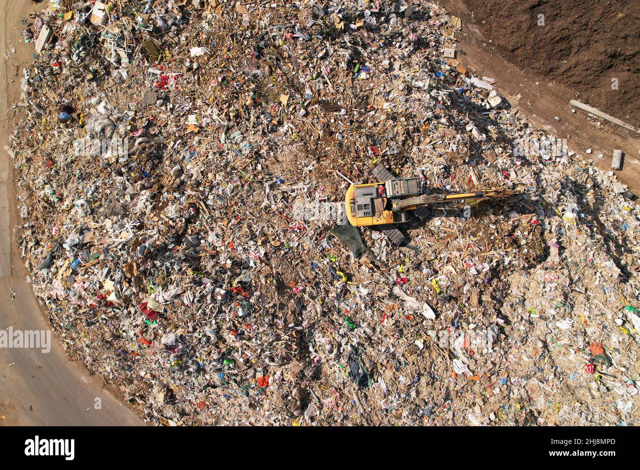 Landfill with Construction and Demolition waste CDW . Trash disposal ...