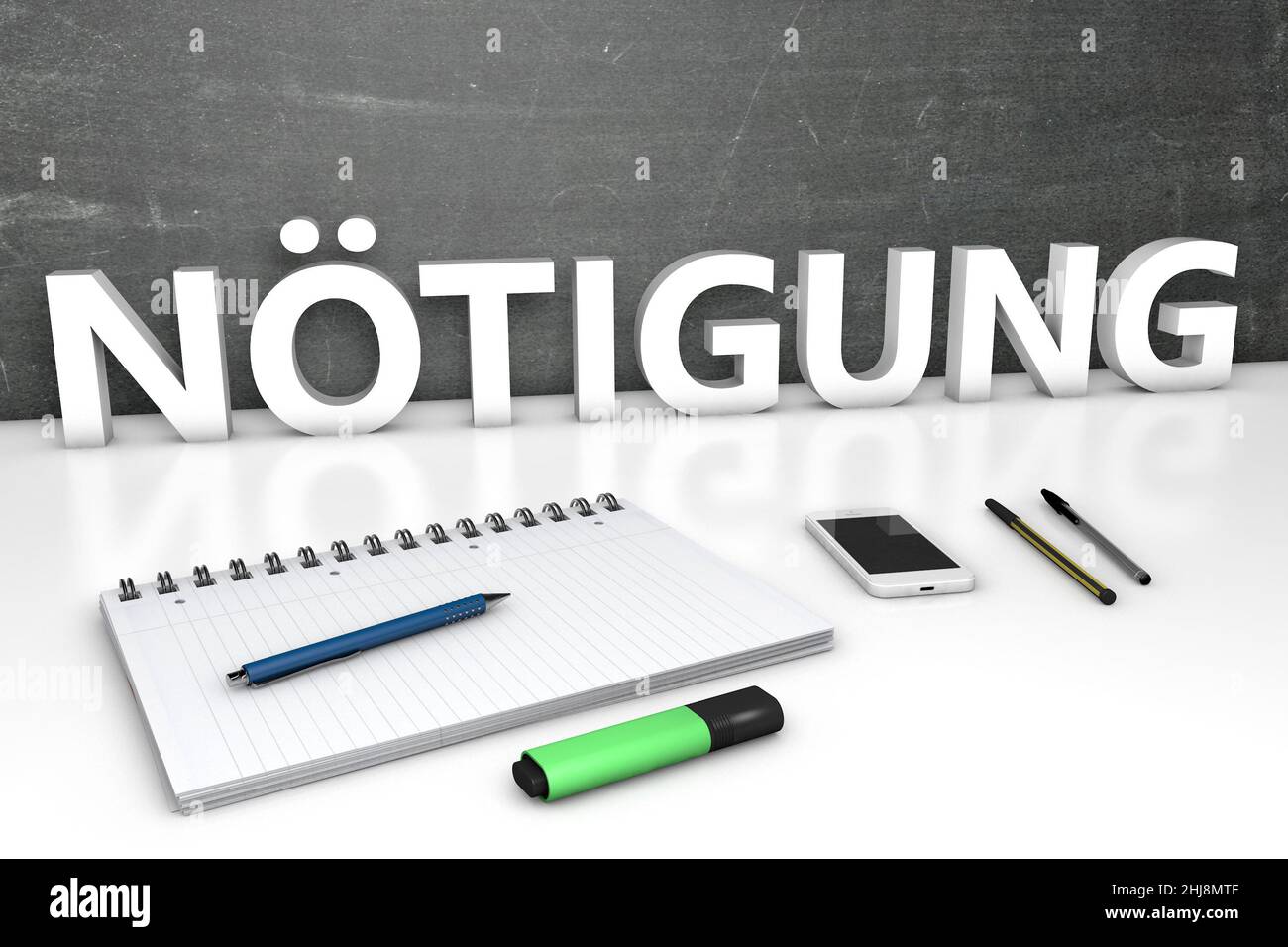 Noetigung - german word for coercion or duress - text concept with ...