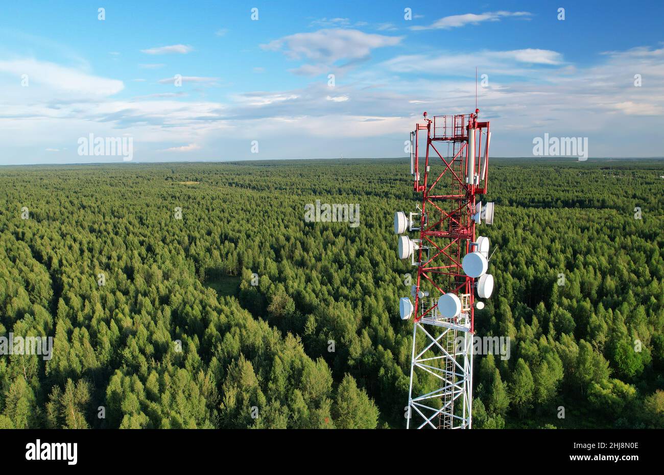 Mobile Tower installation. Cell site and Telecom Base Station. 5G ...