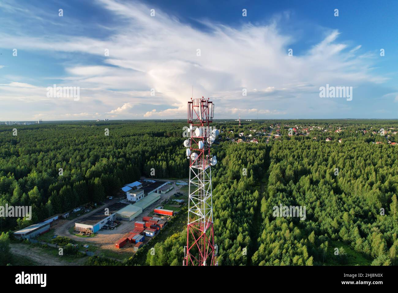 Mobile Tower installation. Cell site and Telecom Base Station. 5G ...