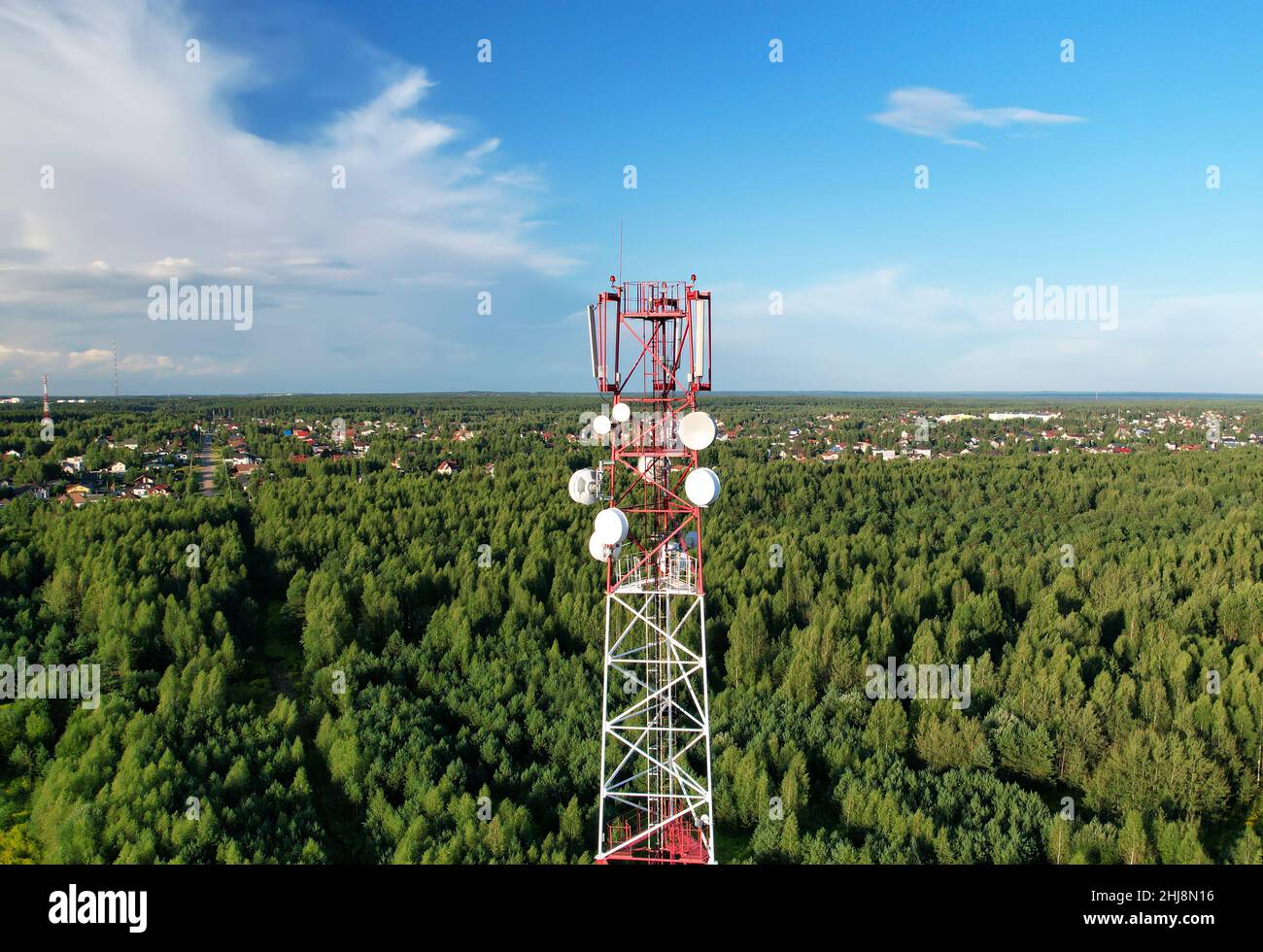 Mobile Tower installation. Cell site and Telecom Base Station. 5G ...