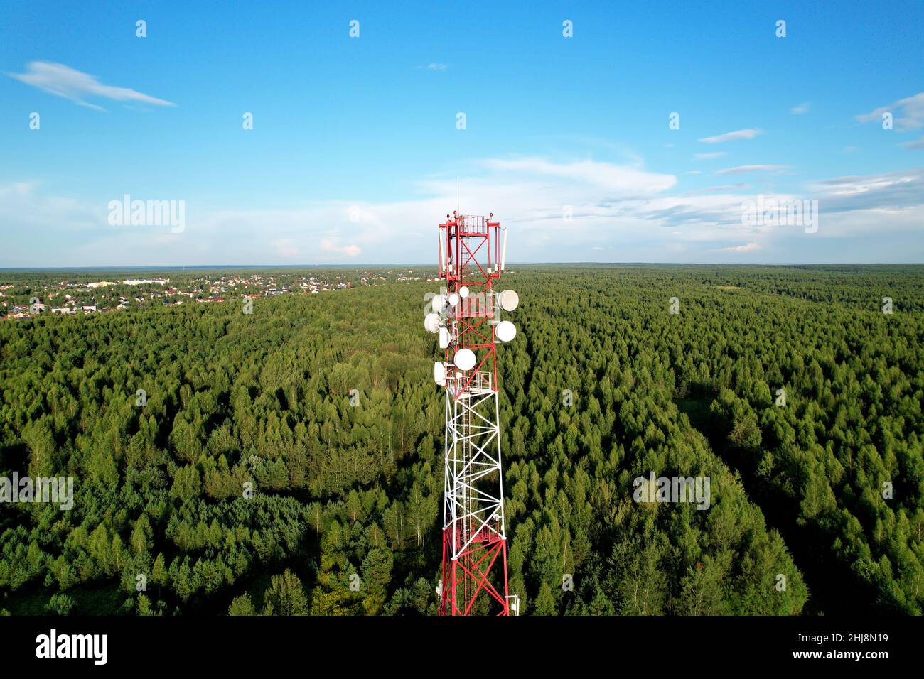 Mobile Tower installation. Cell site and Telecom Base Station. 5G ...