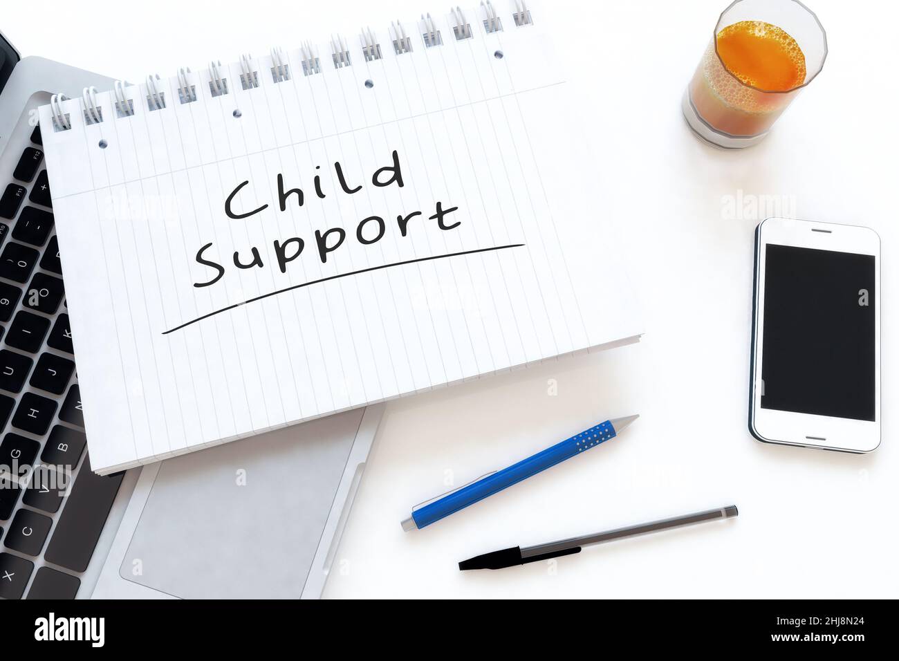 Child Support - handwritten text in a notebook on a desk - 3d render ...