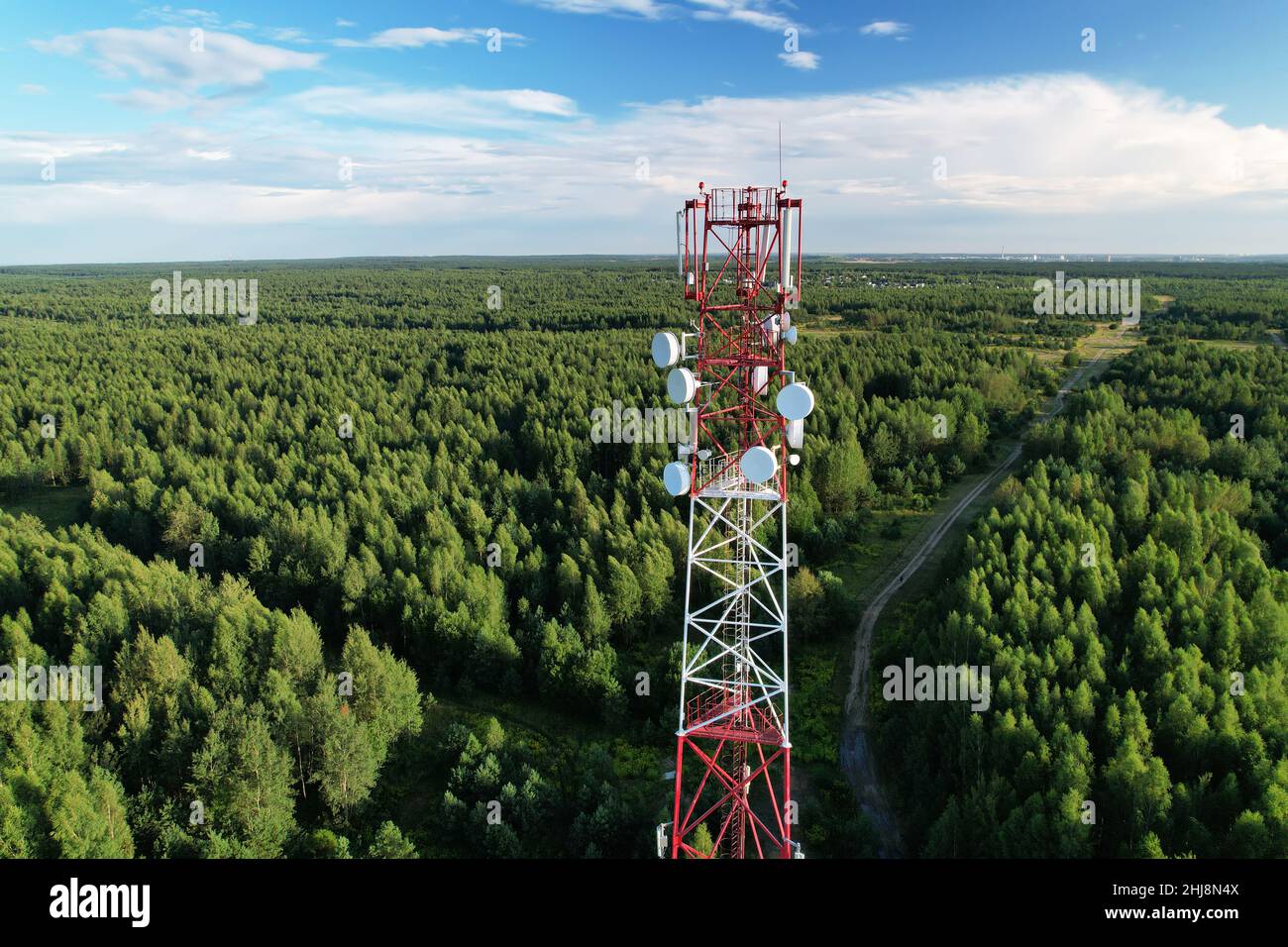Mobile Tower installation. Cell site and Telecom Base Station. 5G ...