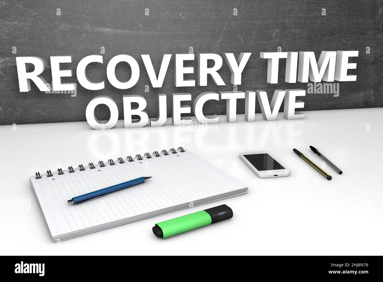 RTO - Recovery Time Objective - text concept with chalkboard, notebook ...