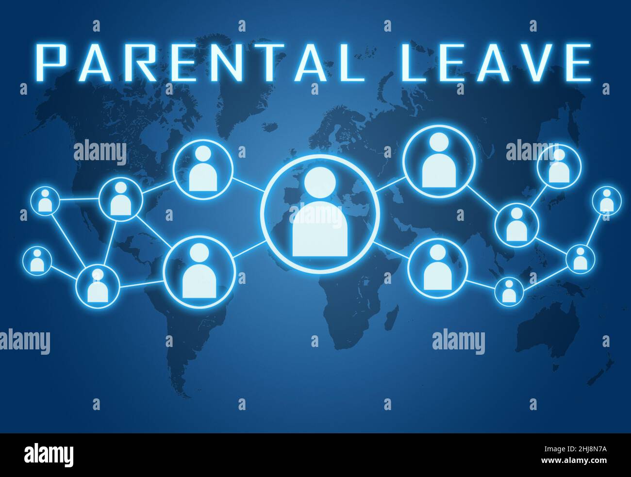Parental Leave - text concept on blue background with world map and ...