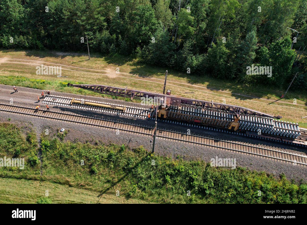 Railroad Track Construction. Train Track Repair and Maintenance. Build ...