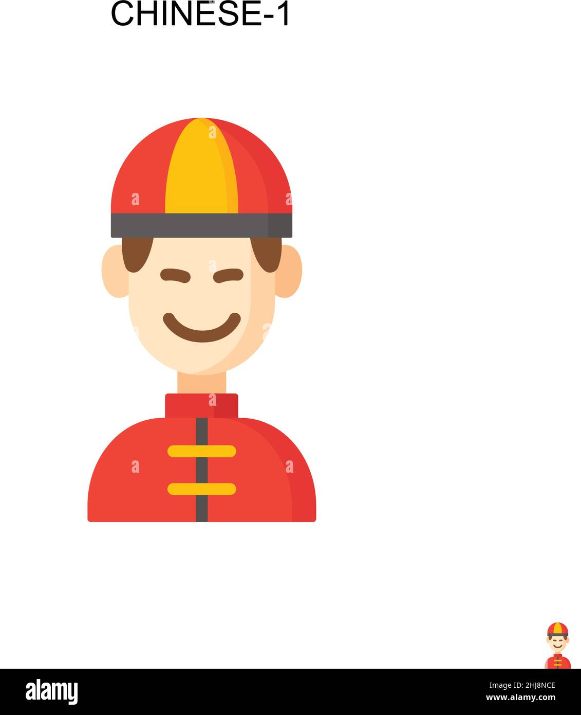 Chinese-1 Simple vector icon. Illustration symbol design template for ...