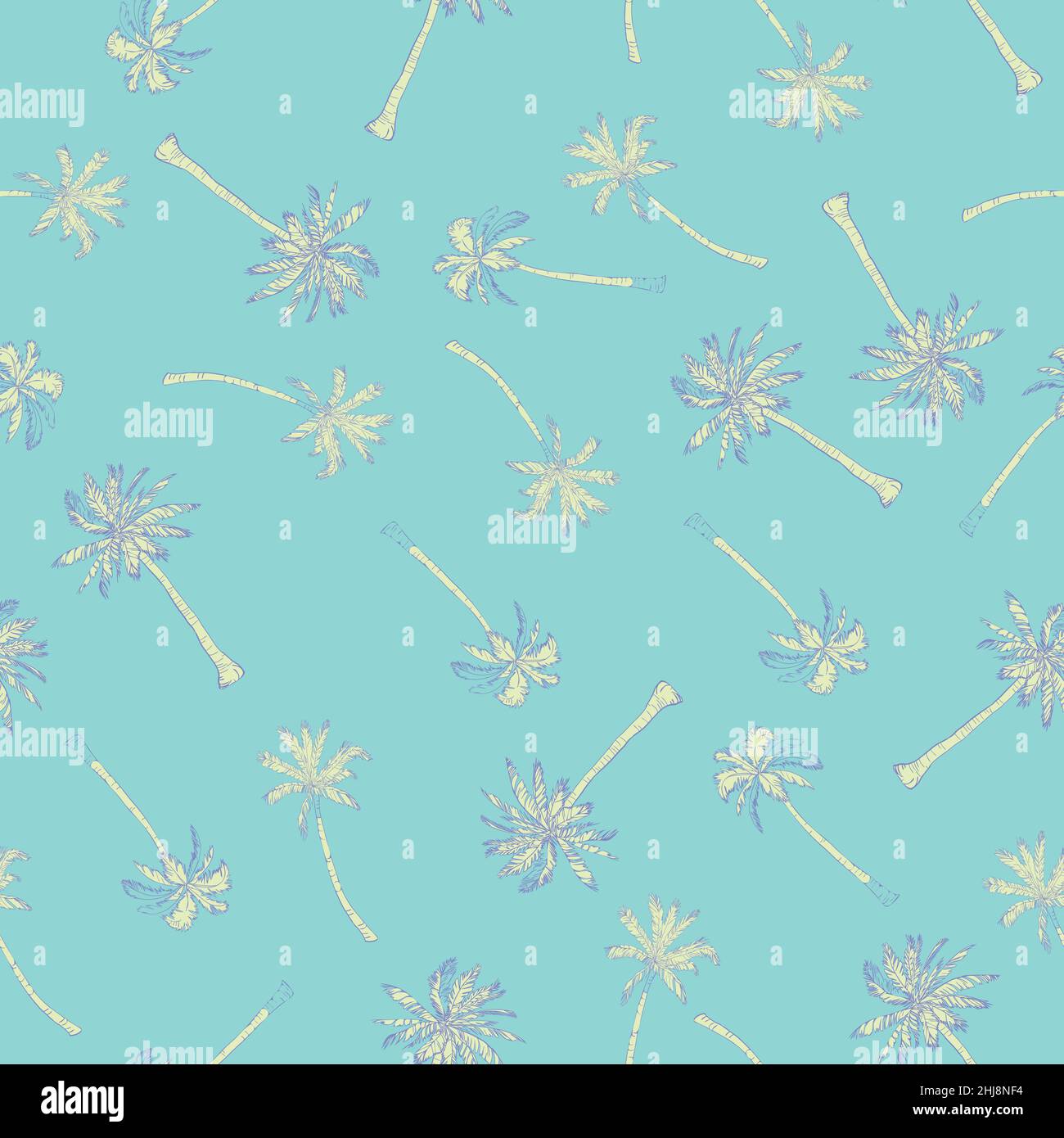 Palm tree pattern. Seamless hand drawn textures on exotic trendy ...