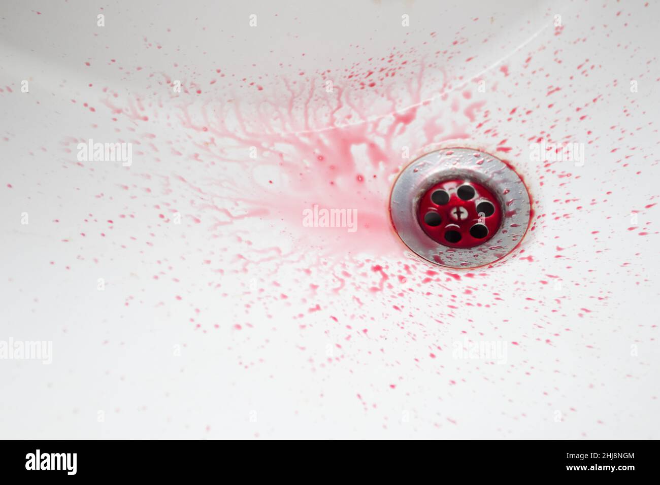 Drops of blood drip into the sink Stock Photo - Alamy