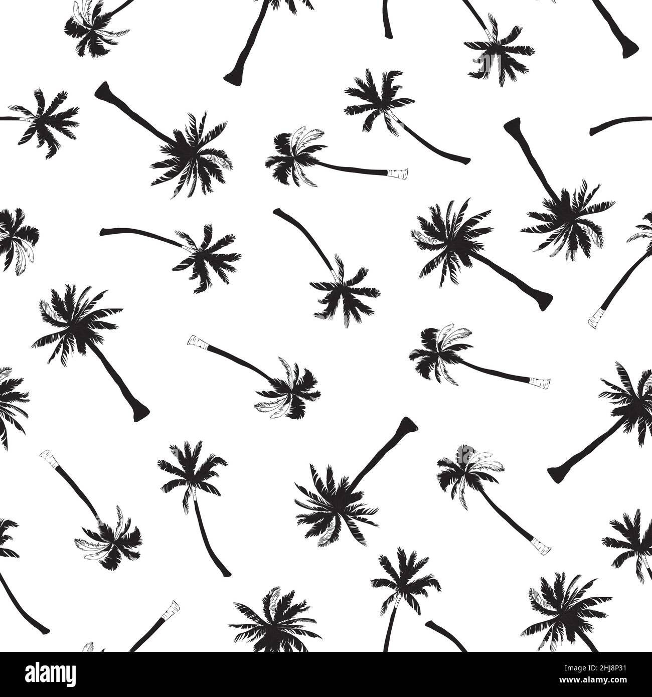 Palm tree pattern. Seamless hand drawn textures on exotic trendy ...