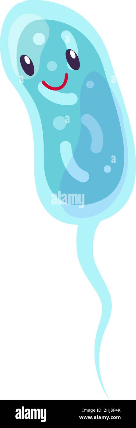 Blue germ. Funny cartoon microbe. Microbiology creature Stock Vector ...