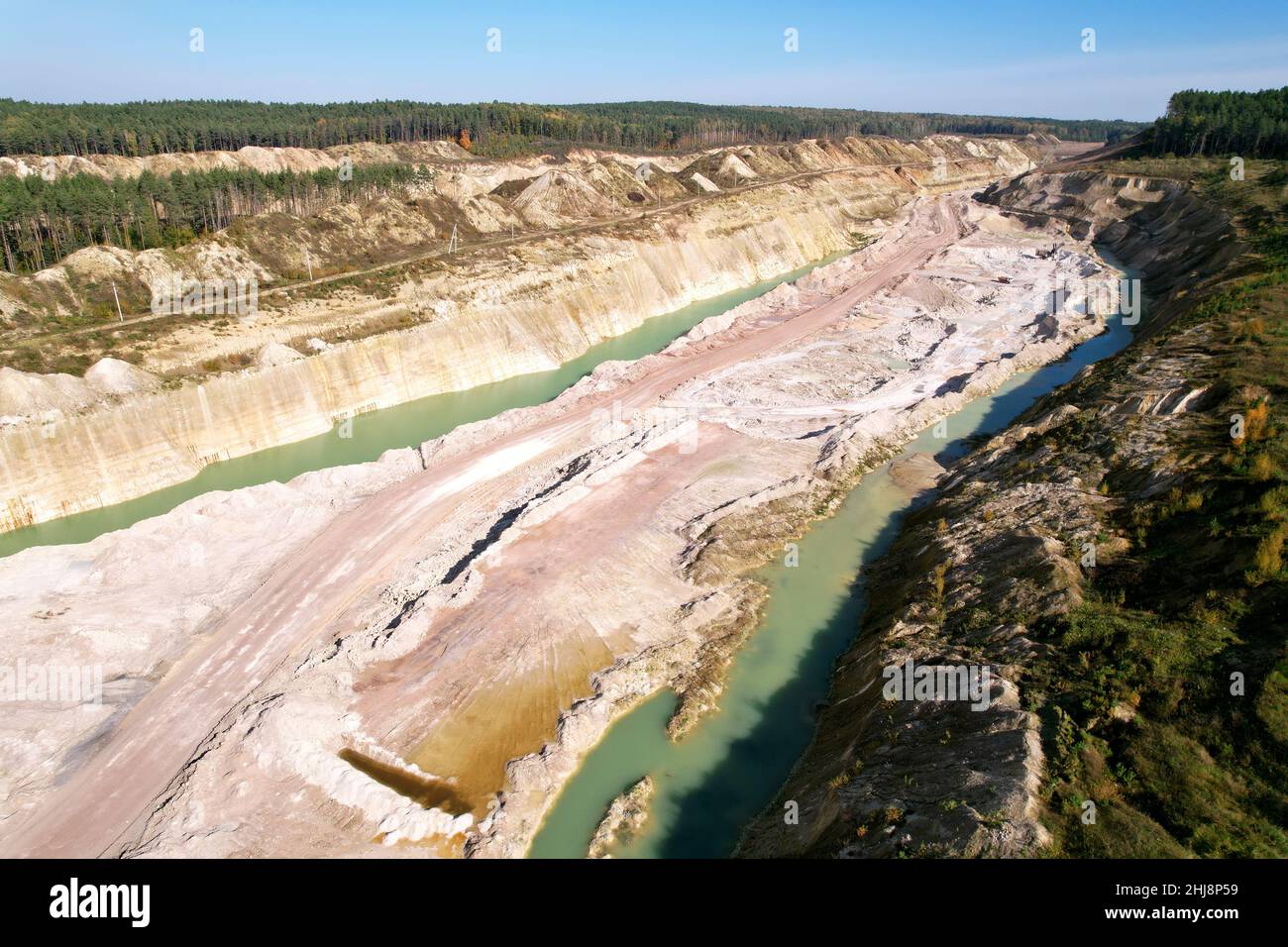 Chalk structure on artificial mountain after open pit development ...