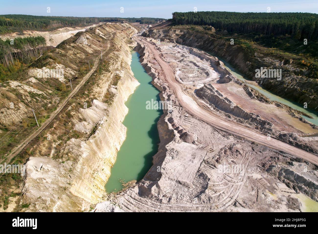 Chalk structure on artificial mountain after open pit development ...