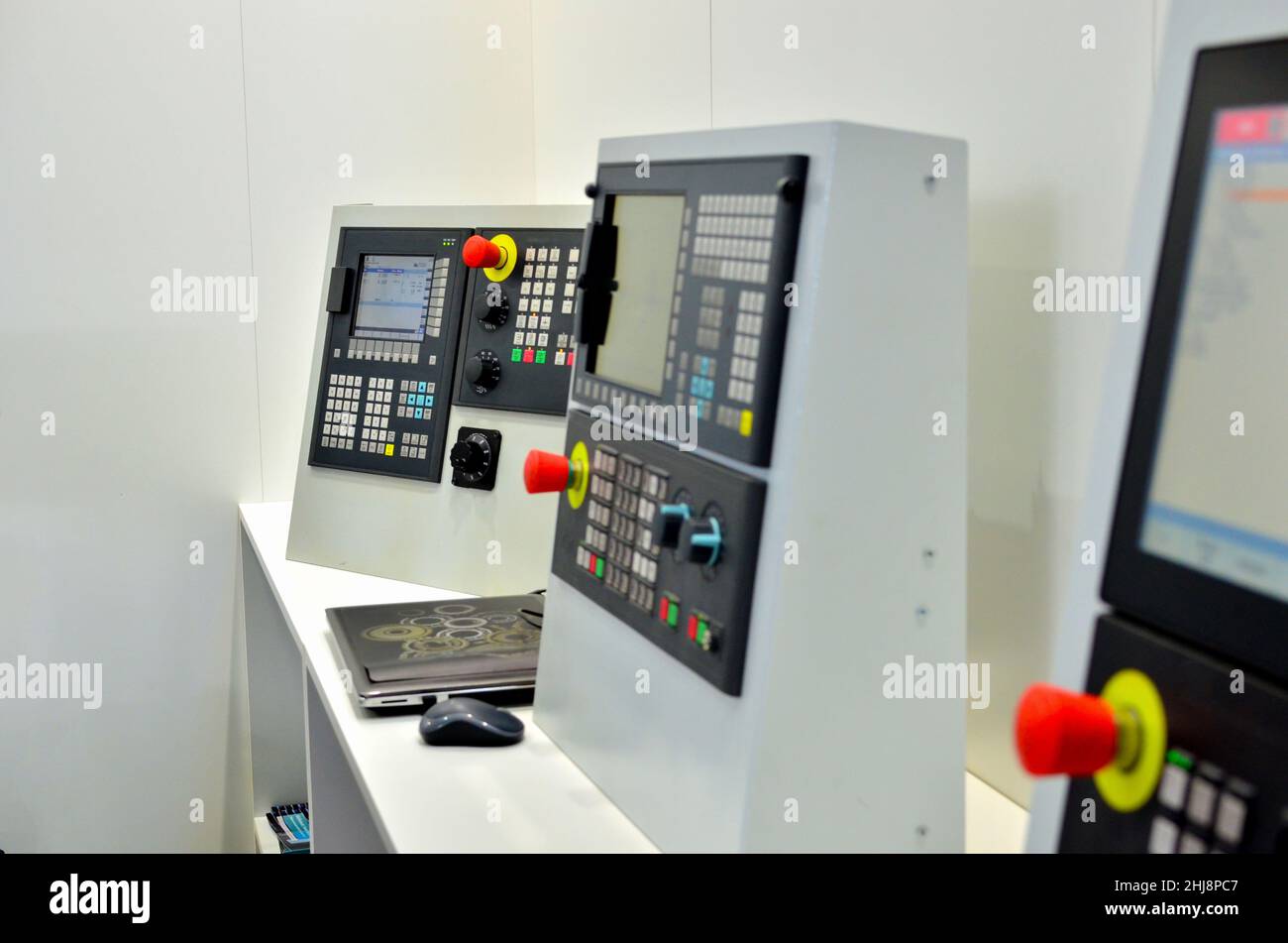 Milling CNC machine control panel with display. Selective focus Stock ...