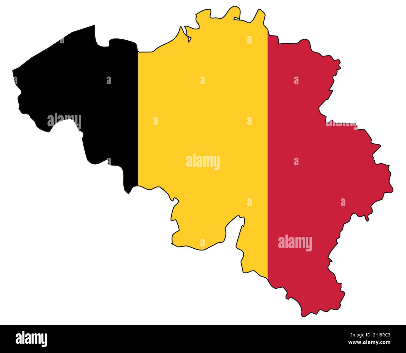 Belgium map with flag - outline of a state with a national flag Stock ...