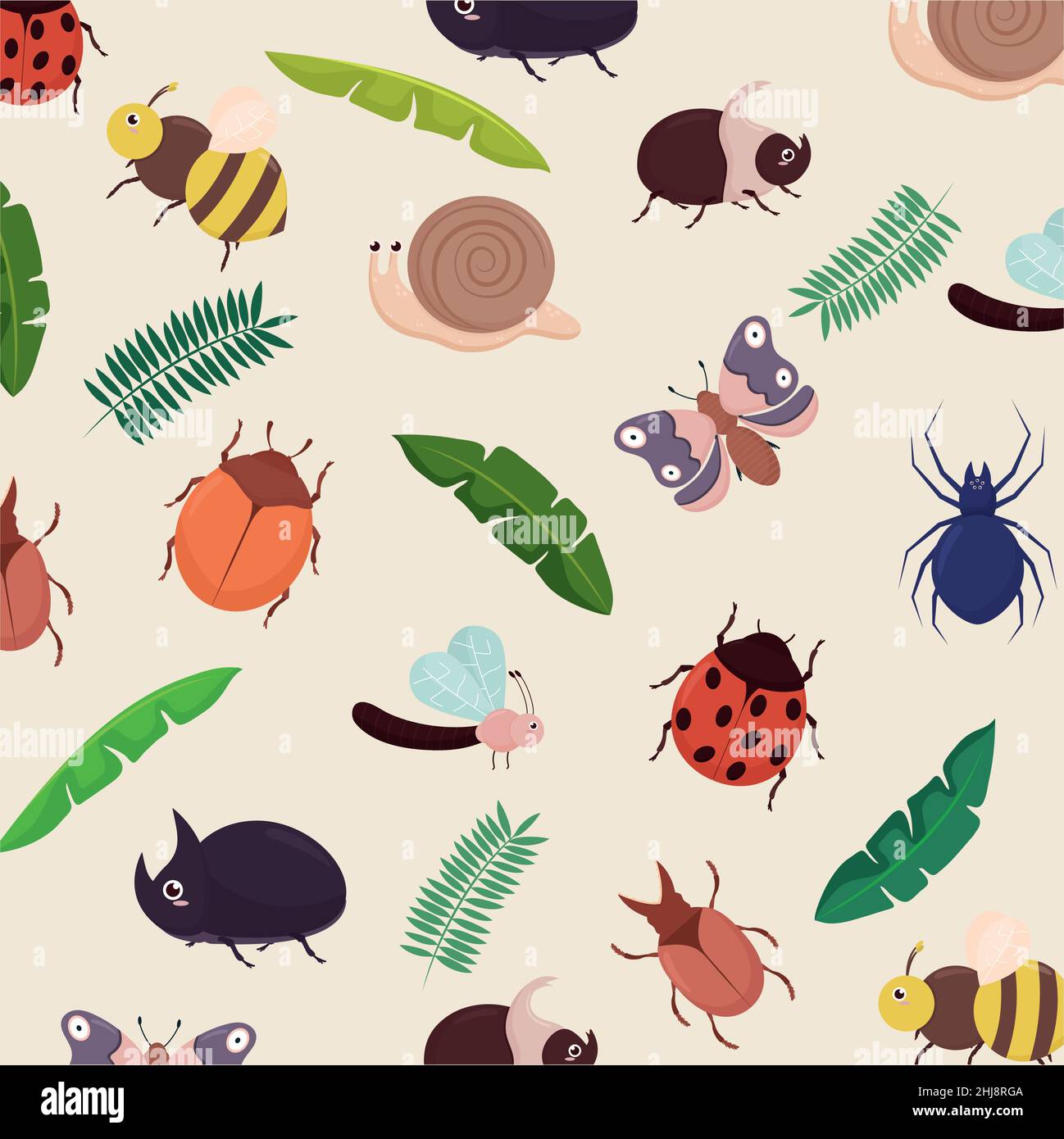 cute bugs pattern Stock Vector Image & Art - Alamy