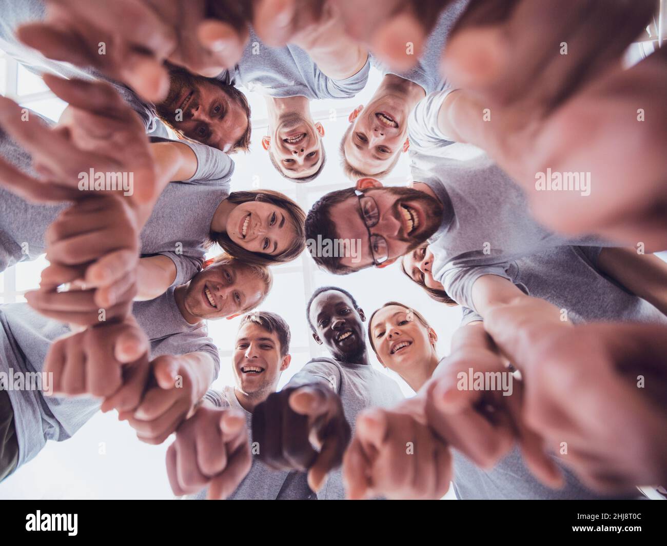 bottom view. group of successful young people looking at the cam Stock ...