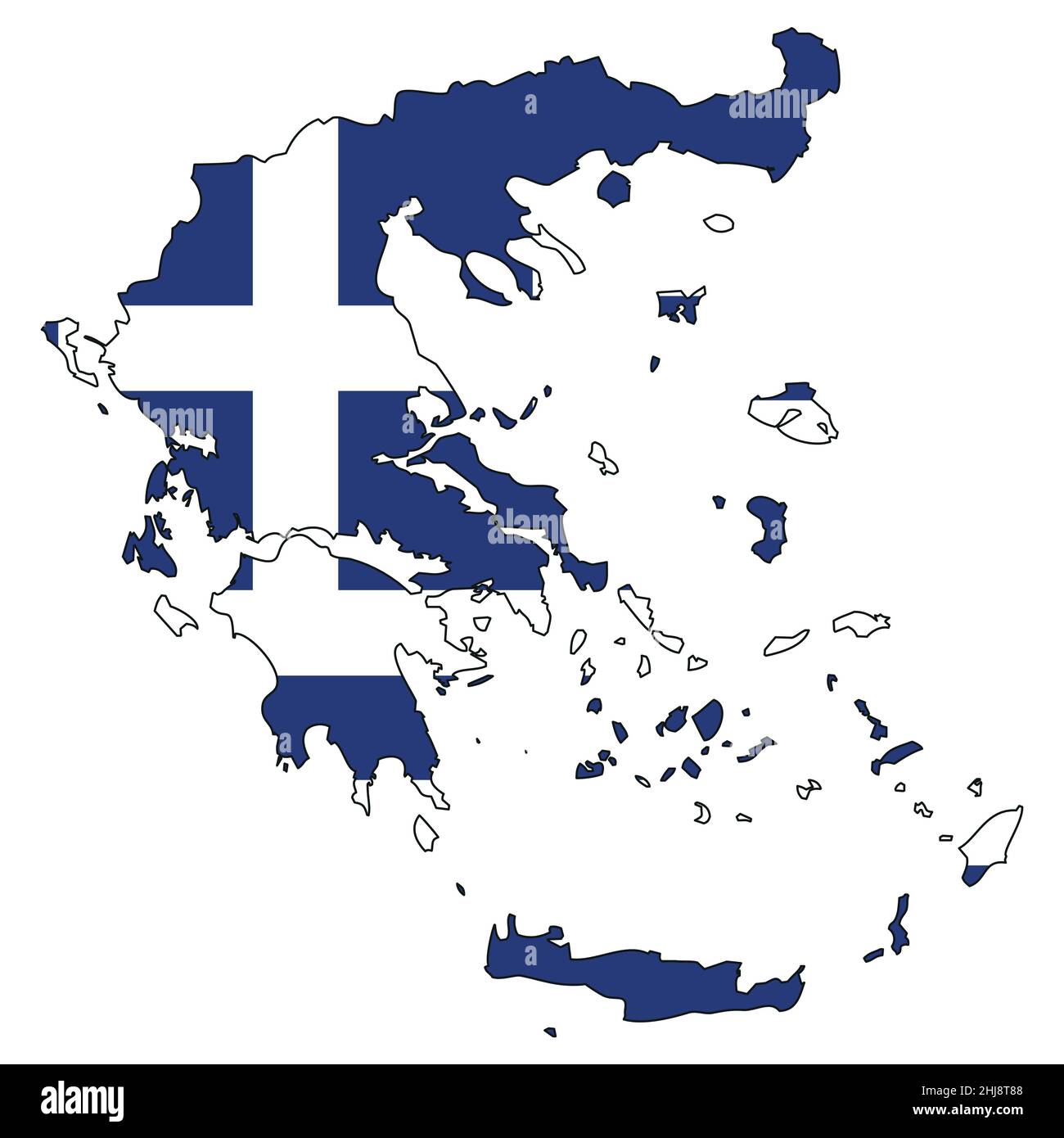 Greece map with flag - outline of a state with a national flag Stock ...