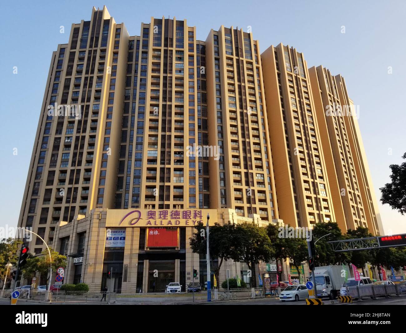 Modern commercial building in Zhongshan, China, with retail shops and ...