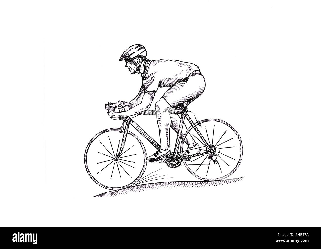 Sketch of a cyclist racing on a white background Stock Photo - Alamy