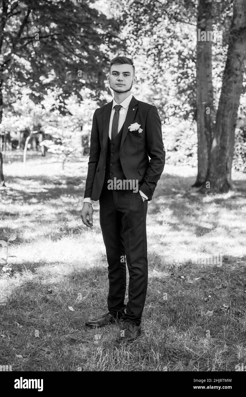 Happy portrait man park Black and White Stock Photos & Images - Alamy