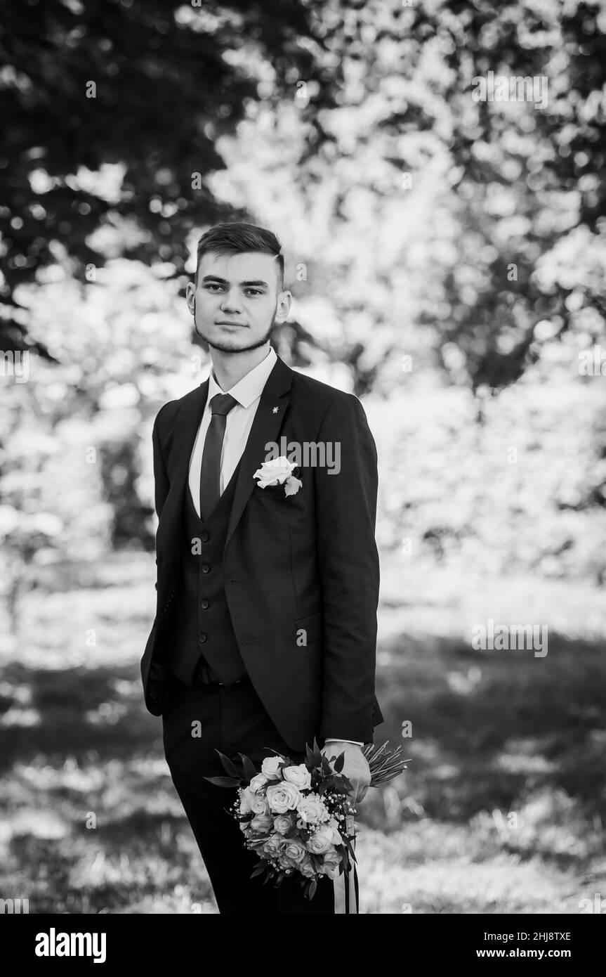 Happy portrait man park Black and White Stock Photos & Images - Alamy