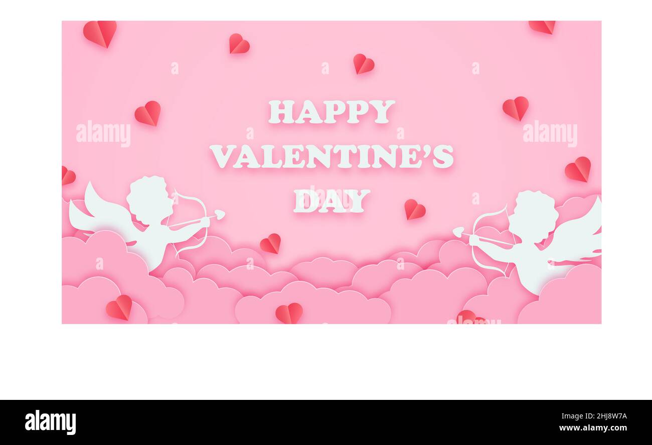 Happy valentines day greeting background in papercut style. Holiday ...