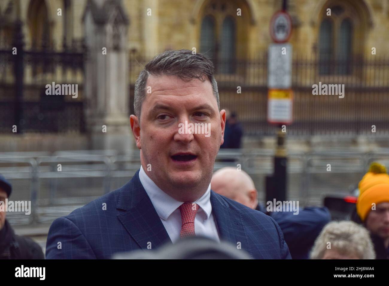 London, UK 27th January 2022. Sinn Fein MP John Finucane speaks during ...