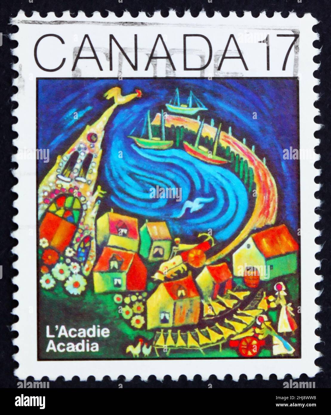 CANADA - CIRCA 1981: a stamp printed in the Canada shows Painting of ...
