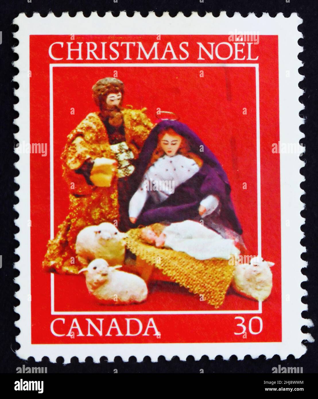 CANADA - CIRCA 1982: a stamp printed in the Canada shows Holy Family ...
