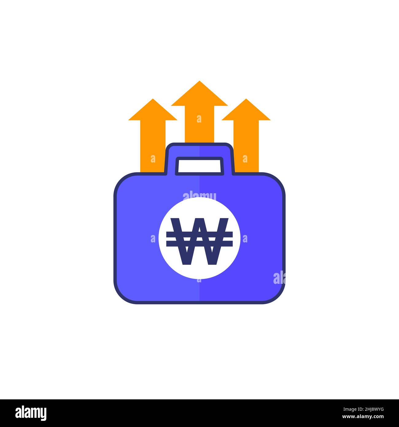 portfolio growth icon with won, vector Stock Vector Image & Art - Alamy