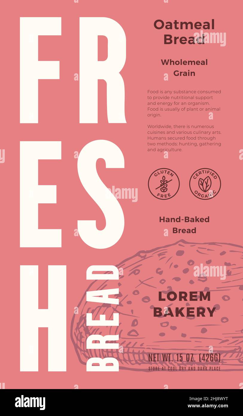 Fresh Baked Bread Abstract Vector Packaging Design Label. Modern ...