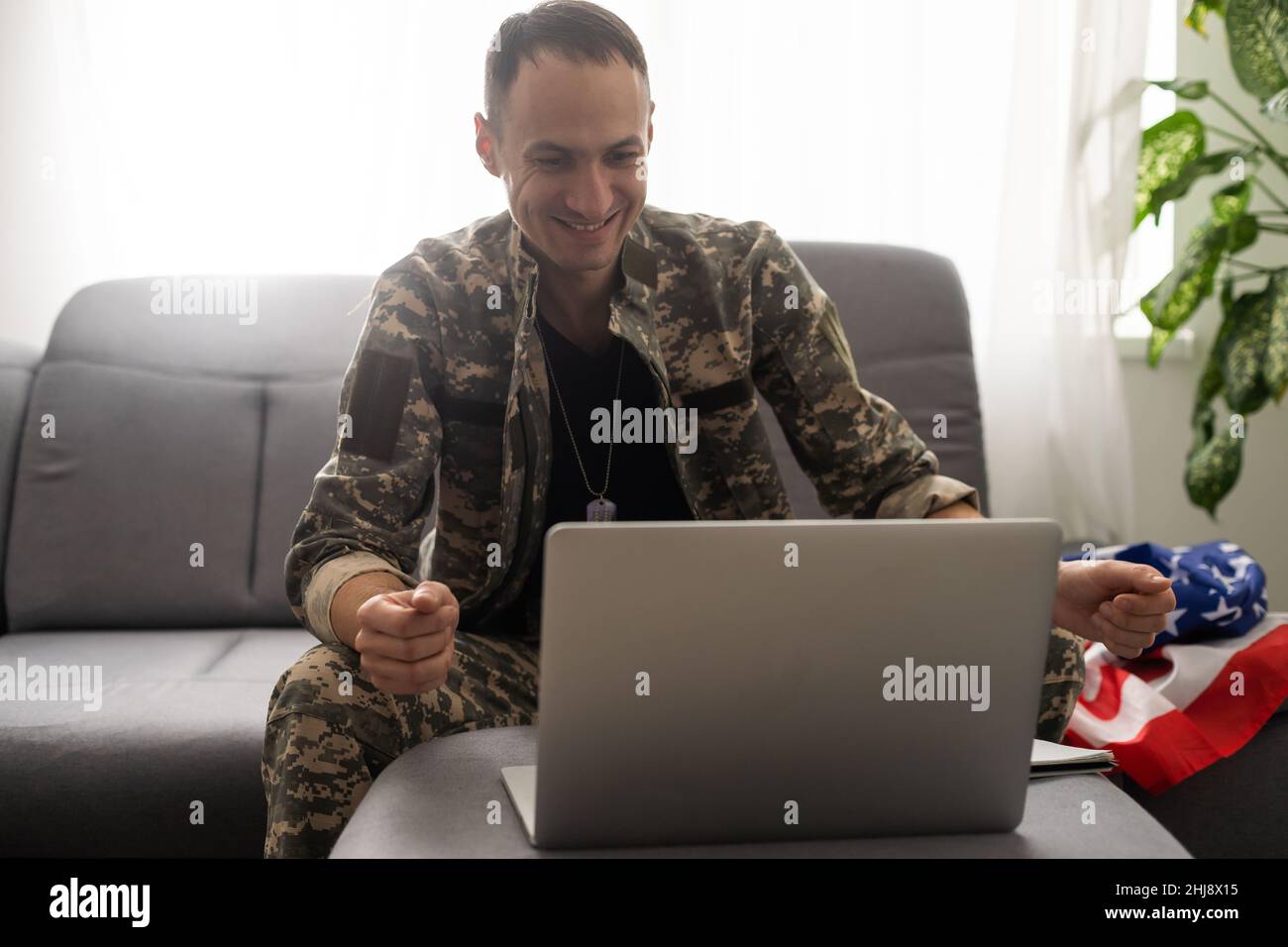 USA military intelligence control center. American soldier on a mission ...
