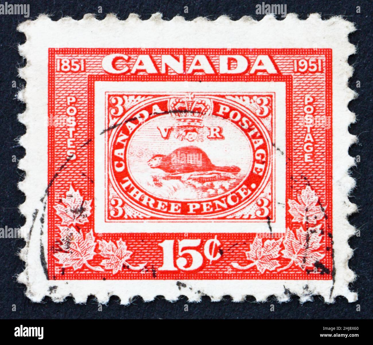 CANADA - CIRCA 1951: a stamp printed in the Canada shows Stamp of Three ...