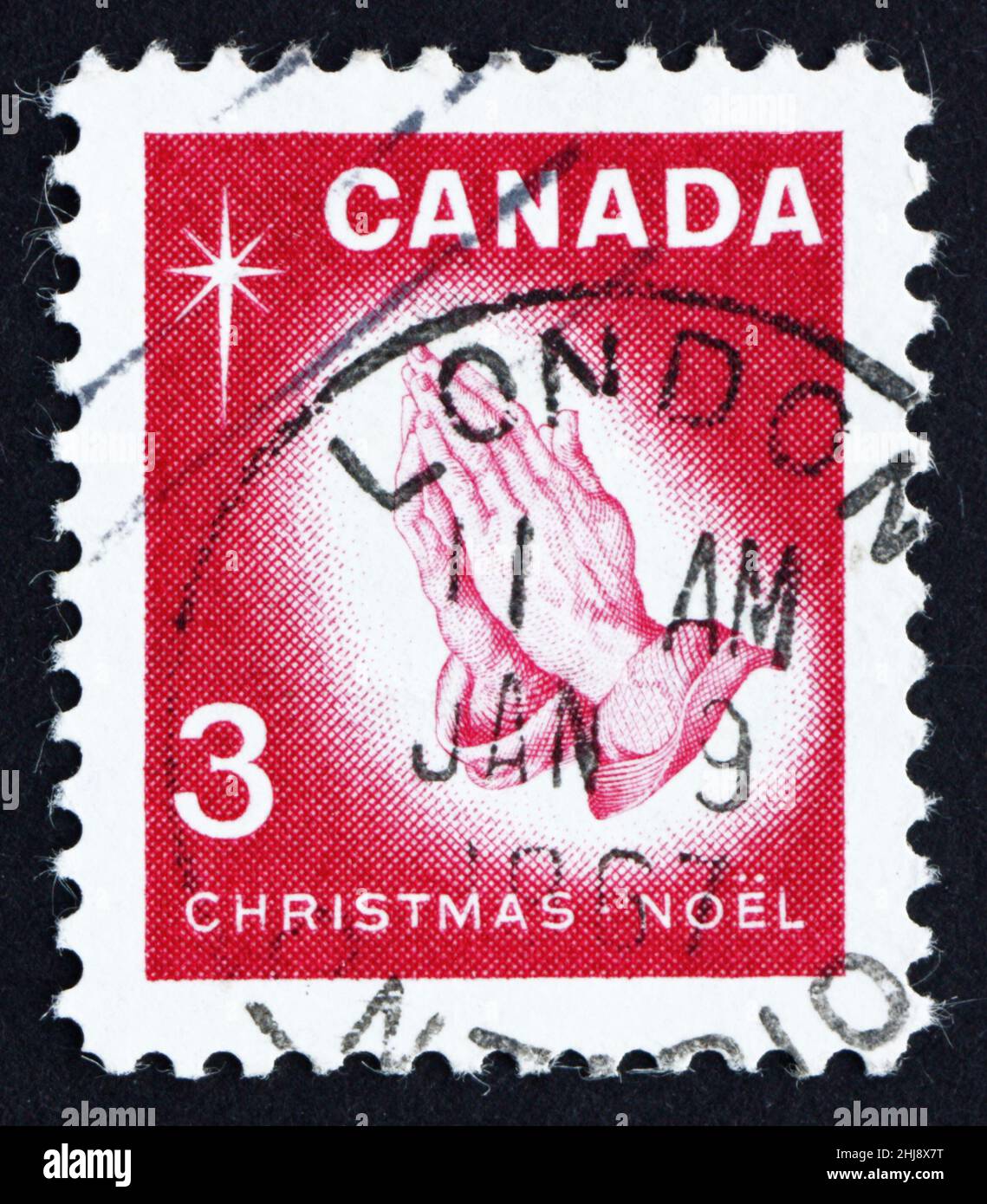 CANADA - CIRCA 1966: a stamp printed in the Canada shows Praying Hands ...
