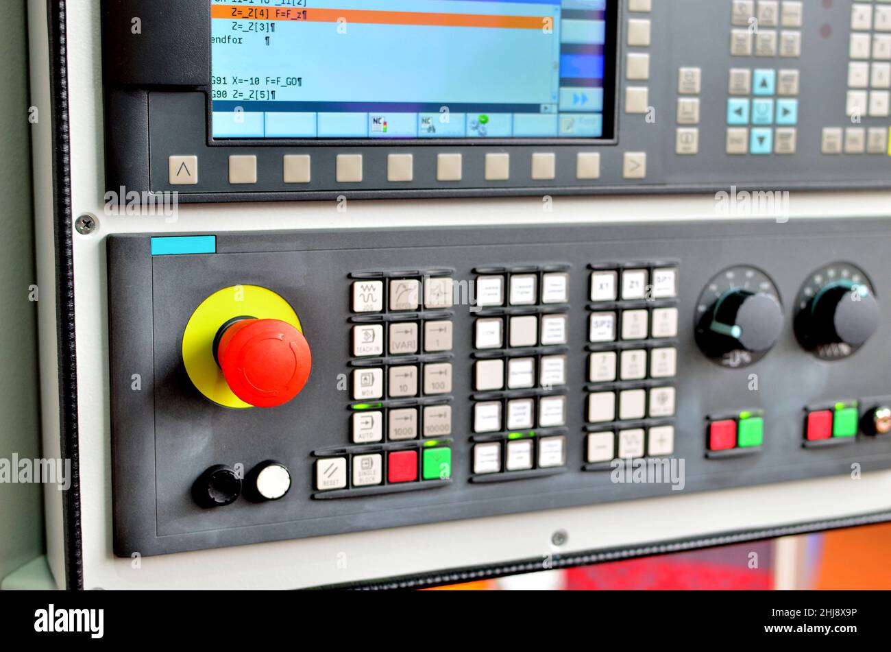 Computer control panel CNC machine. Selective focus. Abstract industrial background Stock Photo ...